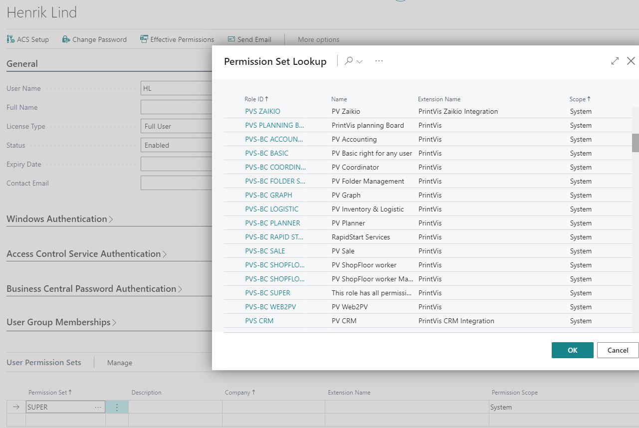 Permission Sets - PrintVis Documentation